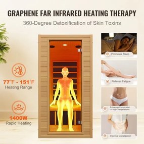 Far Infrared Wooden Sauna Room Domácnost Spa pro 1 až 2 osoby 1400 W
