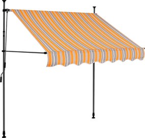 Ručně zatahovací markýza s LED světlem 150 cm žlutomodrá 145849