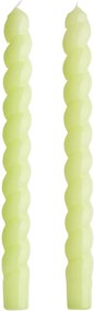 TWISTED Sada lesklých svíček 2 ks 25,5 cm - zelená