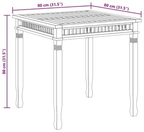 vidaXL Marketos Zahradní jídelní stůl 80 x 80 x 80 cm masivní teakové dřevo
