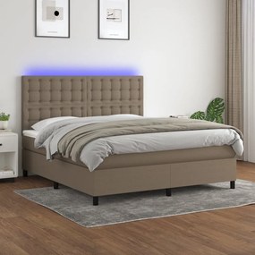 Box spring postel s matrací a LED taupe 180x200 cm textil