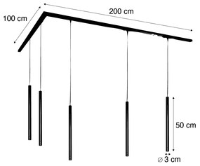 Moderní kolejnicový systém s 5 závěsnými světly černý 1-fázový - Iconic Frini