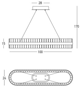 Zambelis 22041 závěsné stmívatelné LED svítidlo matně zlaté, 68W, 3000K, 100cm