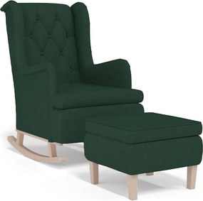 Houpací křeslo se stoličkou tmavě zelené textil 3121278