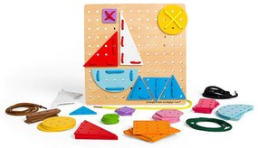 Bigjigs Toys Dřevěná šněrovací hra Geometrické tvary