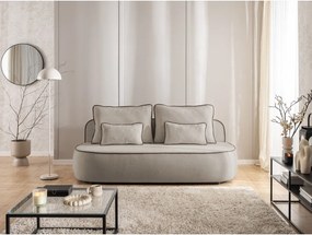 Hnědá/taupe sametová rozkládací/s úložným prostorem pohovka 210 cm Saga – Ropez