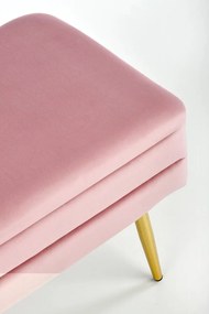 Taburet VELVA s úložným prostorem - kov, látka, zlatá / růžová Halmar