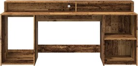 Psací stůl s LED světly old wood 200x55x91 cm kompozitní dřevo 3309445