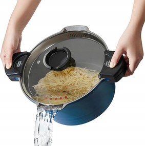 Hrnec Pasta Cooker 24 cm 4.5 l Modrý Všechny sporáky Víko Sítko