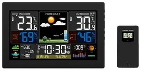 SOLIGHT Meteostanice, XL barevný LCD, teplota, vlhkost, tlak, RCC, černá, TE81XL