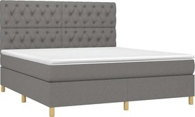 Box spring postel s matrací a LED tmavě šedá 160x200 cm textil 3135686