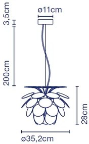 Marset A620-036 Discocó 35, španělské závěsné svítidlo, 1x5W LED E14, bílá, průměr 35cm