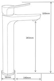 Mexen LERMA, Vysoká umyvadlová baterie, Bílá/Zlatá, 74310-25