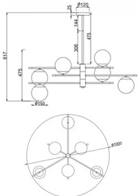 Maytoni MOD048PL-06G - Lustr na tyči NOSTALGIA 6xE14/40W/230V