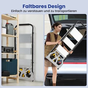 Costway 2-in-1 Skládací vozík a žebřík hliníková 3-stupňová stolička