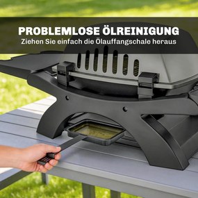 Plynový gril 3,3 KW Stolní gril s 1 hořákem Skládací postranní stolky Litinové grilovací rošty Odnímatelná miska na odkapávání tuku