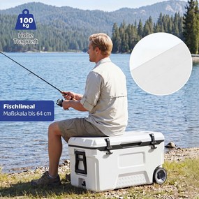 Costway Chladicí box 50 L Velký termobox z plastu s kolečky a madlem Izolovaný