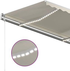 Automatická markýza LED a senzor větru 450 x 300 cm krémová 3068932