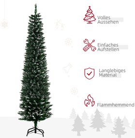 HOMCOM Vánoční stromek 190 cm, vysoce realistický, 570 větviček, nehořlavý, stabilní podstavec, zelená