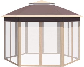 Outsunny Pavilon 4x4m Voděodolný Skládací Pavilon s Dvojitou Střechou, Zahradní Pavilon se 6 Bočními Panely, Party Stan včetně Přepravního Tašky pro Z