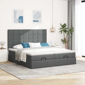 Osmanský rám postele s matrací tmavě šedý 200x200cm textil 3313700