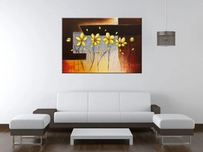 Gario Ručně malovaný obraz Žluté kvítky Rozměry: 100 x 70 cm