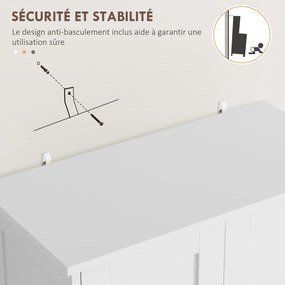 HOMCOM Moderní Kuchyňský Kabinet Buffet s Úložným Prostorem a Regály, Zásuvkou pro Jídelnu a Obývací Pokoj, 60 x 30 x 128 cm, Bílá