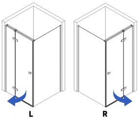 Obdélníkový sprchový kout REA ATLAS LEVÝ 120/dveře x 90/zástěna cm, zlatá kartáčovaná/transparent - bez vaničky