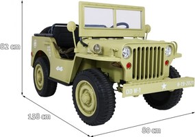 Dětský elektrický vojenský jeep willys 4x4 24V, 4x90W béžový
