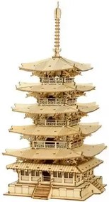 RoboTime dřevěné 3D puzzle Pětipatrová pagoda / od 8 let / 275 dílků /