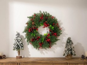 Adventní věnec na dveře RED BERRIES Ø 35 cm, zelený/červený