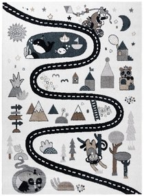 Dywany Łuszczów, Dětský kusový koberec Fun Route Street animals cream, 180x270, béžová, dětský pokoj