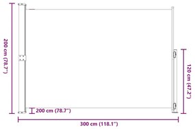 vidaXL Marketos Zatahovací boční markýza 200 x 300 cm krémová
