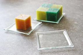 BDK-GLASS Skleněný čirý tácek pod svíčku 13x13cm - 1ks
