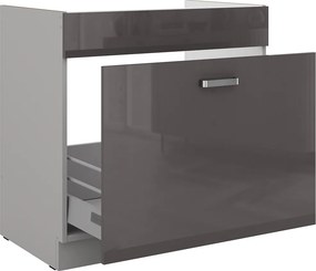 GREY gr | dolní skříňka 80 ZL 1S dřezová | 80 cm | PREMIUM BOX | světle šedá/tmavě šedá lesk