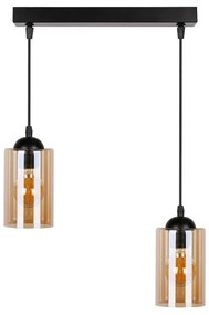 Černé závěsné svítidlo se skleněným stínidlem 10x34 cm Bistro – Candellux Lighting