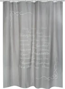MSV GRASSE béžový / Sprchový závěs / motiv text / 180 x 200 cm / polye