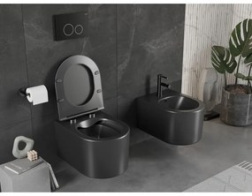 Mexen Sofia WC mísa Rimless s pomalu padající deskou slim, duroplast, Matná černá - 30541085