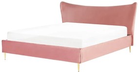Sametová postel 180 x 200 cm růžová CHALEIX Beliani