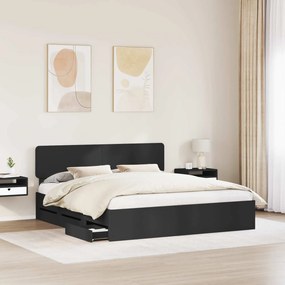 Rám postele se zásuvkou Černý 200 x 200 cm Dřevěný materiál 3412151
