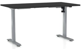 Výškově nastavitelný stůl OfficeTech A, 140 x 80 cm, šedá podnož, černá