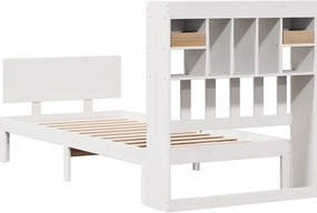 Postel s knihovnou bez matrace bílá 75x190 cm masivní borovice 3322677