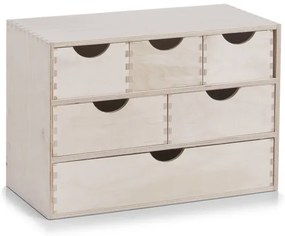 Zeller Present Dřevěný organizér s 6 šuplíky na psací a kancelářské potřeby ZELLER 40 x 20 x 28 cm