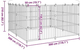 vidaXL Marketos Venkovní psí kotec se střechou 300 x 300 x 210 cm