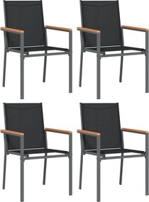 5dílný zahradní jídelní set černý textilen a ocel 3187035