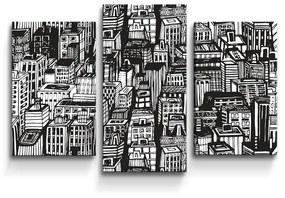 Sablio Obraz - 3-dílný Kreslené mrakodrapy - 75x50 cm