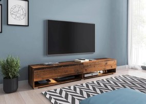 TV stolek široký CATRA; dekor starého dřeva / šedá