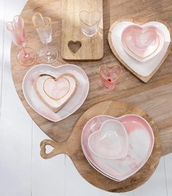 Krémovo-růžová porcelánová miska ve tvaru srdce Heart -  9*8*4 cm