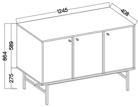 TOKYO 3 c | komoda 813 | 124,5 cm | černá grafit/zlatá