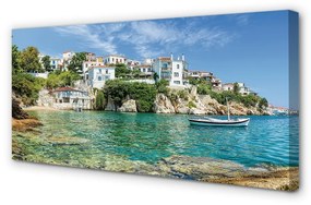 Obrazy na plátně Řecko Sea městského života 120x60 cm